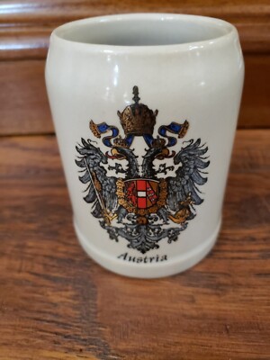 VINTAGE AUSTRIA PAINTED STONEWARE BEER STEIN/MUG 4" O.25L | eBay