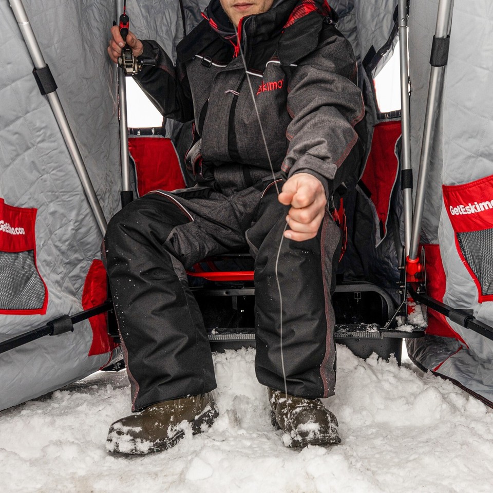 Eskimo Wide 1 Thermal Sled Ice Shelter, Insulated, Red, 1-Person, 14.8 ...