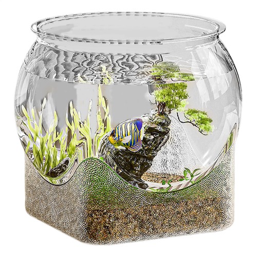 Round Fish Bowl Clear Aquarium Fish Tank Small Aquariums Flower Vase ...