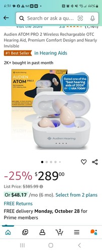 Audien ATOM PRO 2 Wireless Rechargeable OTC Hearing Aid | eBay