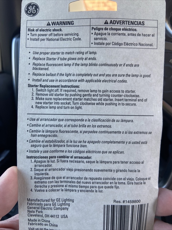 GE Fluorescent Starters FS-4 2 Pack 64819 For 30 and 40 watt lamps | eBay