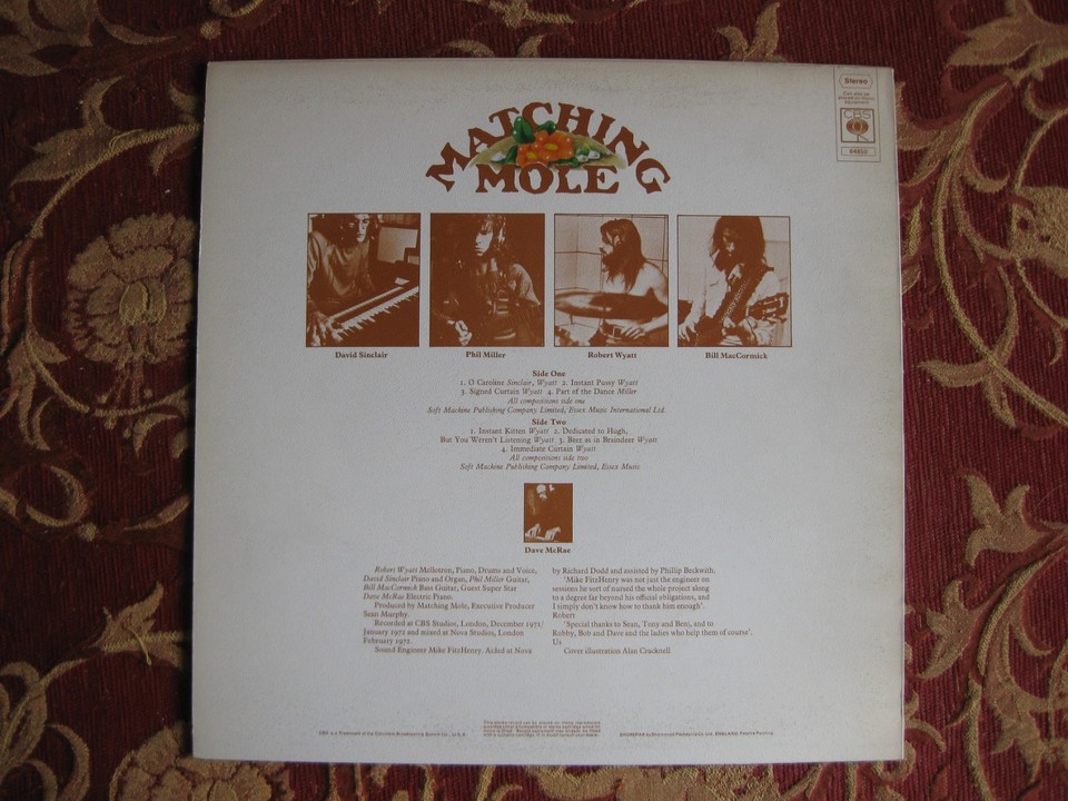 MATCHING MOLE LP 1972 UK CBS w/textured Cover Wyatt Soft Machine ...