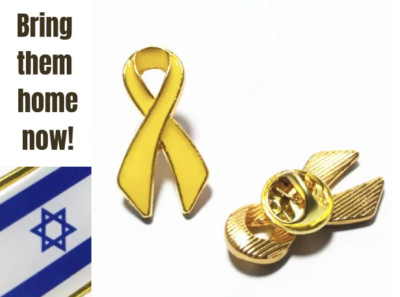 Bring Them Home Now Yellow Ribbon Pin Badge, Israeli hostage release ...