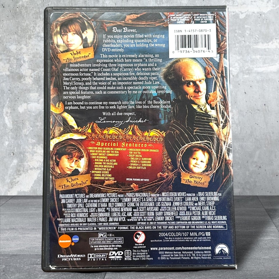Lemony Snickets A Series of Unfortunate Events (DVD, 2005, Widescreen ...