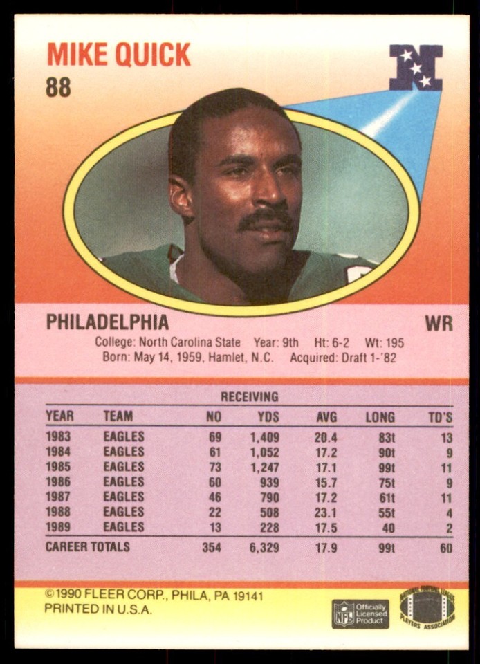 1990 Fleer #88 Mike Quick | eBay