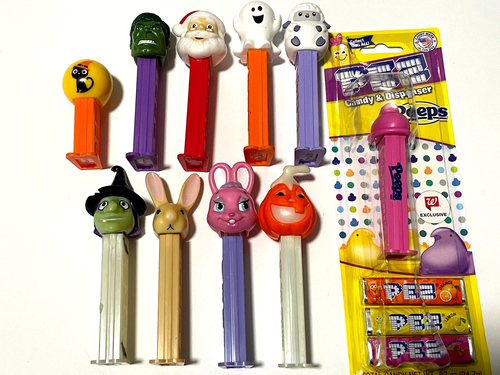PEZ MIXED LOT OF 11 ONE PEEPS IN PACKAGE GHOST HULK BUNNY PUMPKIN WITCH ...