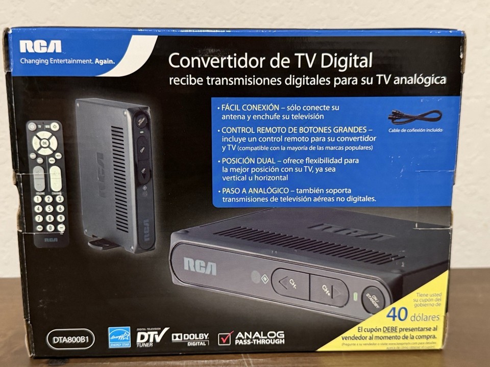 RCA DTA800B1 Digital TV Converter Box Analog to Digital w/ Remote ...