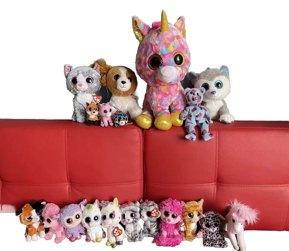 Lot 62 Plush TY Beanie Boo Farm Stuff Animals SERTA Lamb Sheep Pig ...