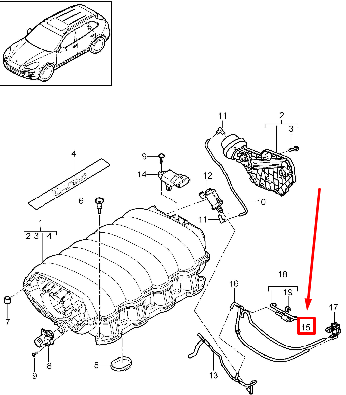PORSCHE CAYENNE 92A Change-Over Valve Vacuum Line 95811035000 NEW ...