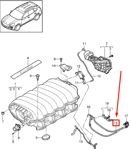 PORSCHE CAYENNE 92A Change-Over Valve Vacuum Line 95811035000 NEW ...
