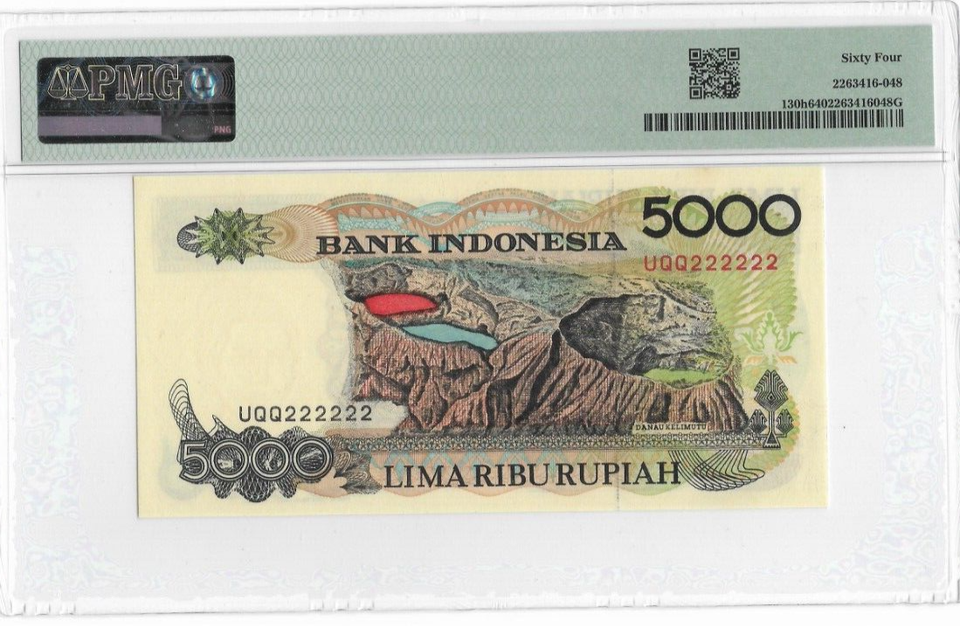 Indonesia 5000 Rupiah 1992 P130h PMG 64 Choice Uncirculated Solid ...