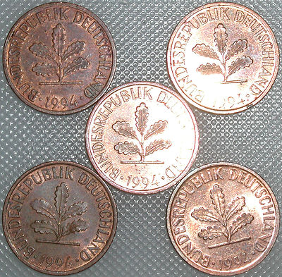 2 Pfennig 1994 A D F G J Kompletter Satz | eBay