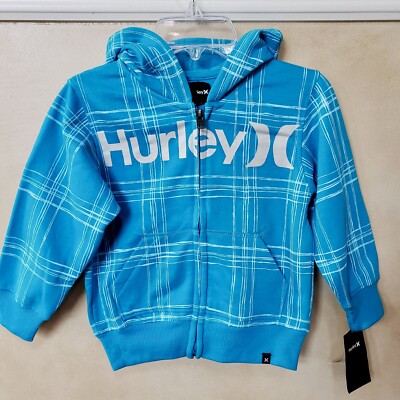 NWT $48 Hurley boy Hoodie Jacket Coat Sweatshirt 4 5 6 zip-up Blue | eBay