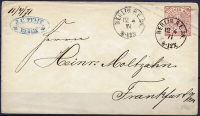 Cover Postal stationery Germany N.German Postal Dist. 1871. Berlin to ...