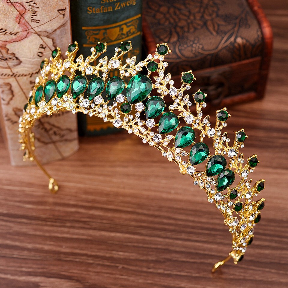 55 Styles Green Crystal Queen Princess Tiara Crown Wedding Princess For ...