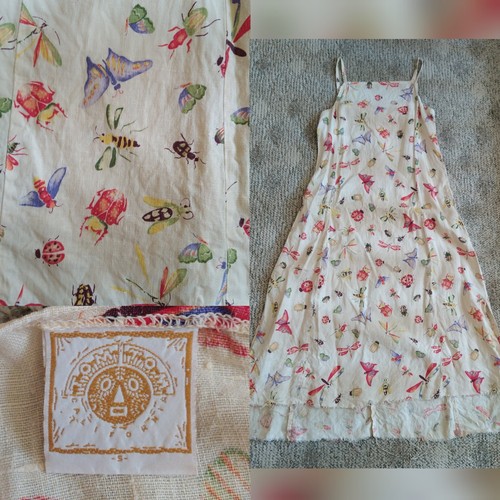 Vtg 90s Tomtom 100% Linen Insect Print Dress S Entomology Tom Tom ...
