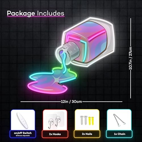 Nail Polish Spilling Sign - LED Neon Light, Pop Art Wall Decor, Beauty ...