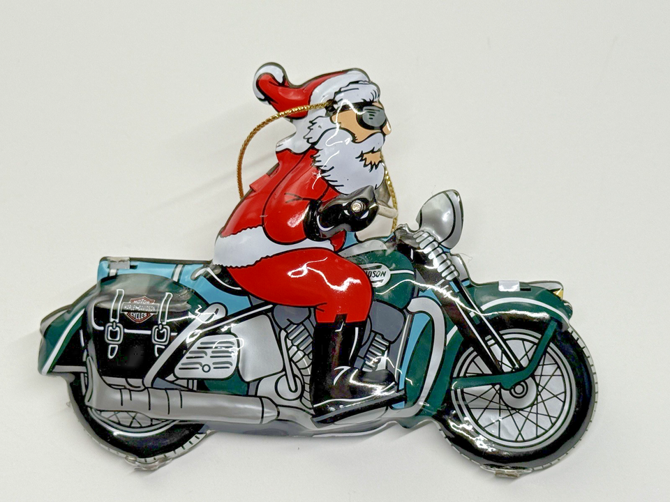 Vintage 2000 Harley Davidson Motorcycle Tin Christmas Ornament "Santa ...