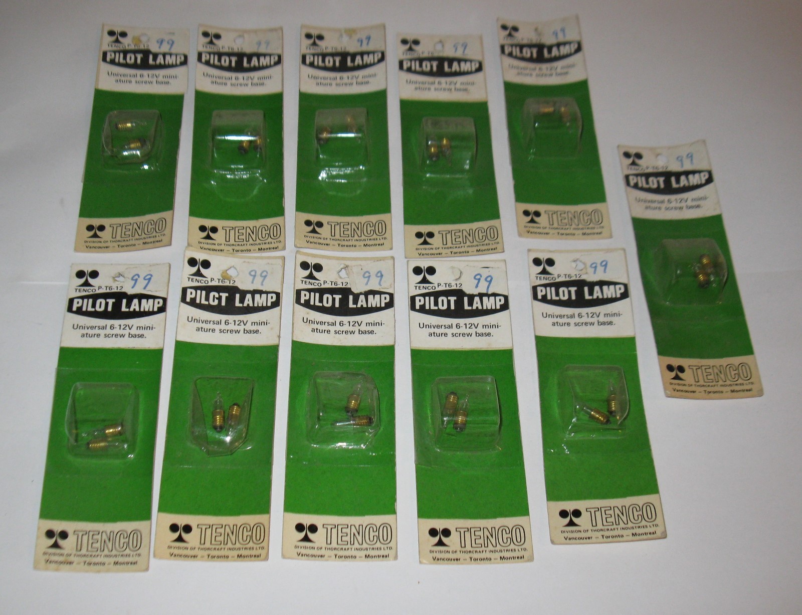 Vintage Tenco Pilot Lamp P-T6-12 Huge Lot of 11 Packs MB FREE SHIPPING ...