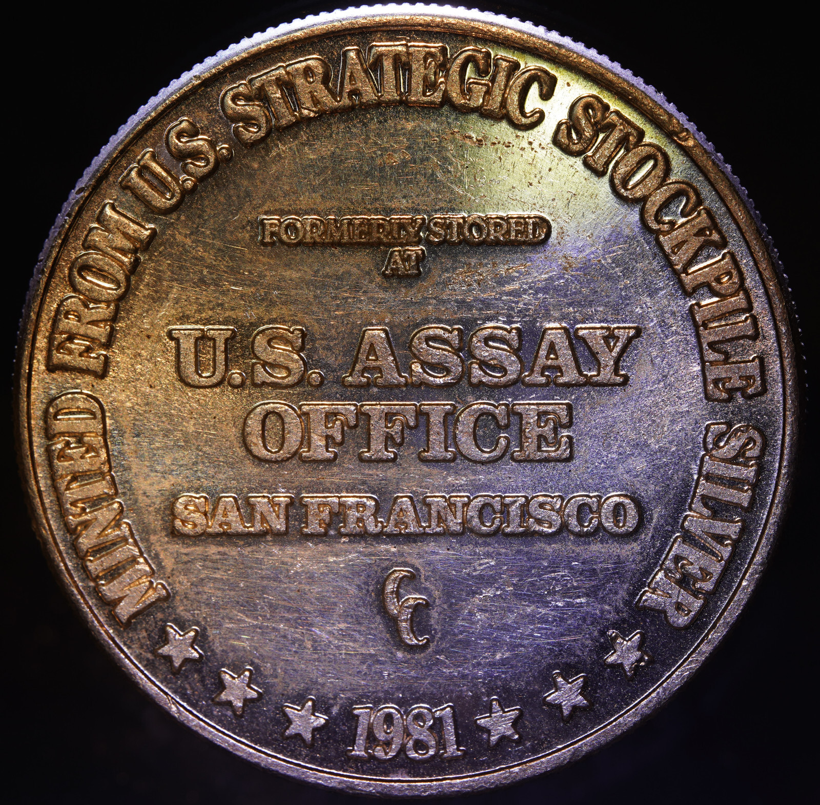 1981 San Francisco CA US Assay Office 1oz 999 FINE Silver art bar round ...