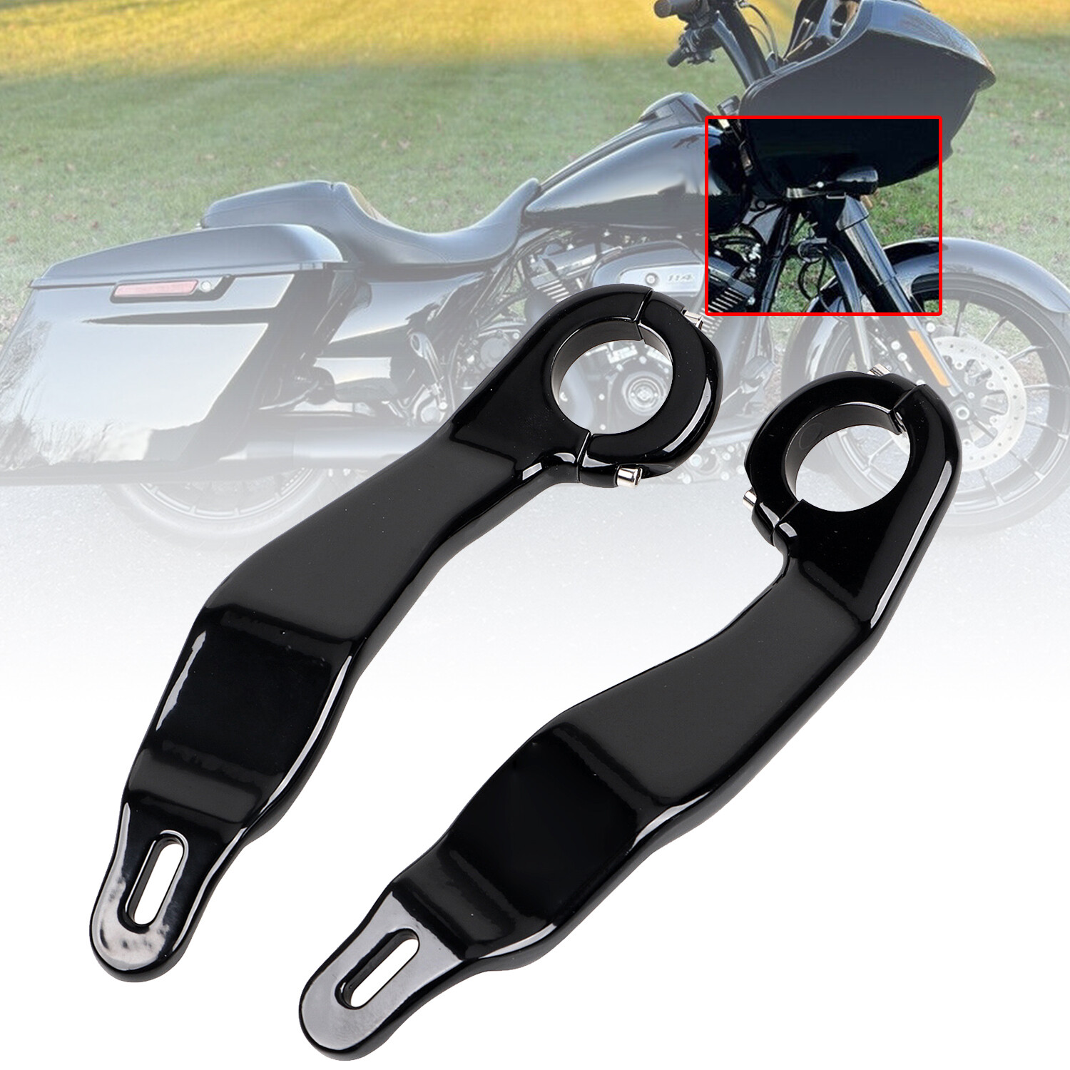 L & R Black Fairing Support Bracket Mount Kit For Harley Road Glide ...