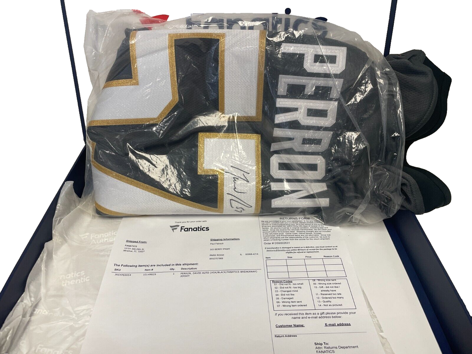 Men's Fanatics SIGNED DAVID PERRON Vegas Golden Knights Jersey Size XL ...