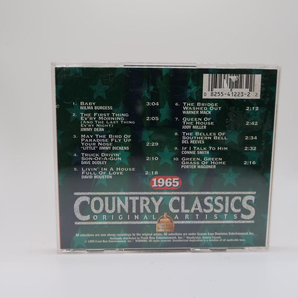 Country Classics 1965 CD 10 Hits of 1965 Compilation Country Front Row ...