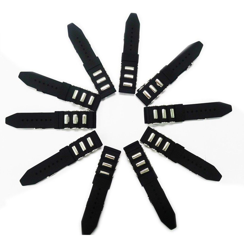 24mm Waterproof Silicone Watch Band Strap with Stainless Steel Clasp ...