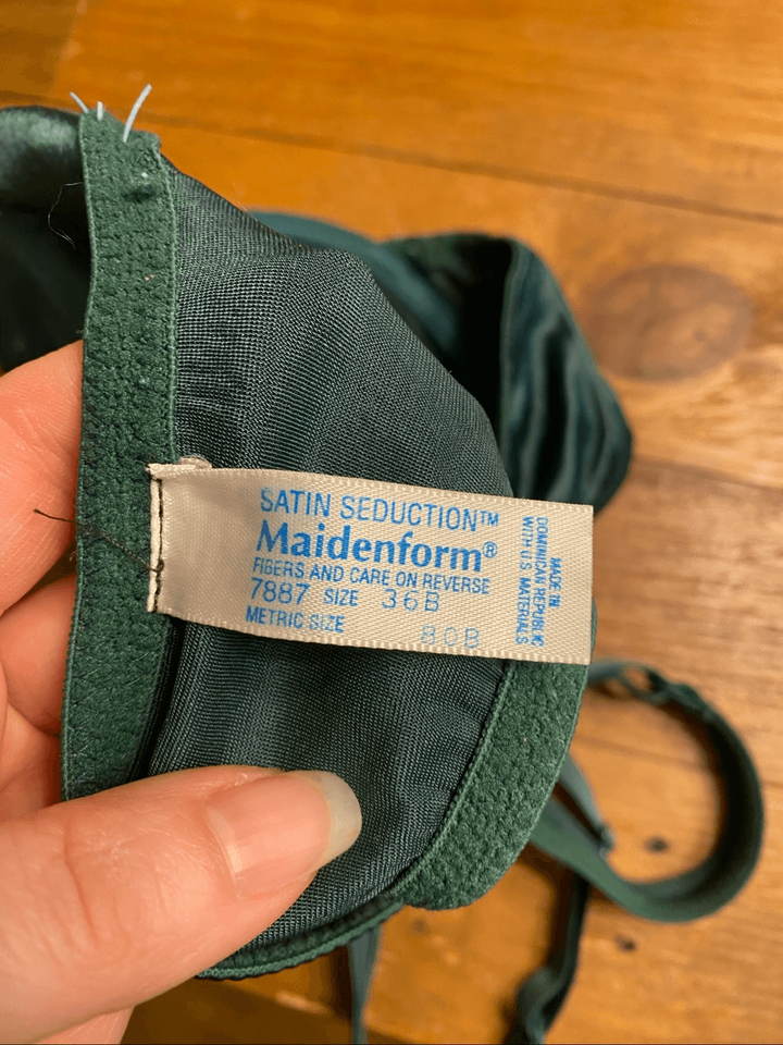 Maidenform 36B green satin seduction vintage bra lingerie front open | eBay