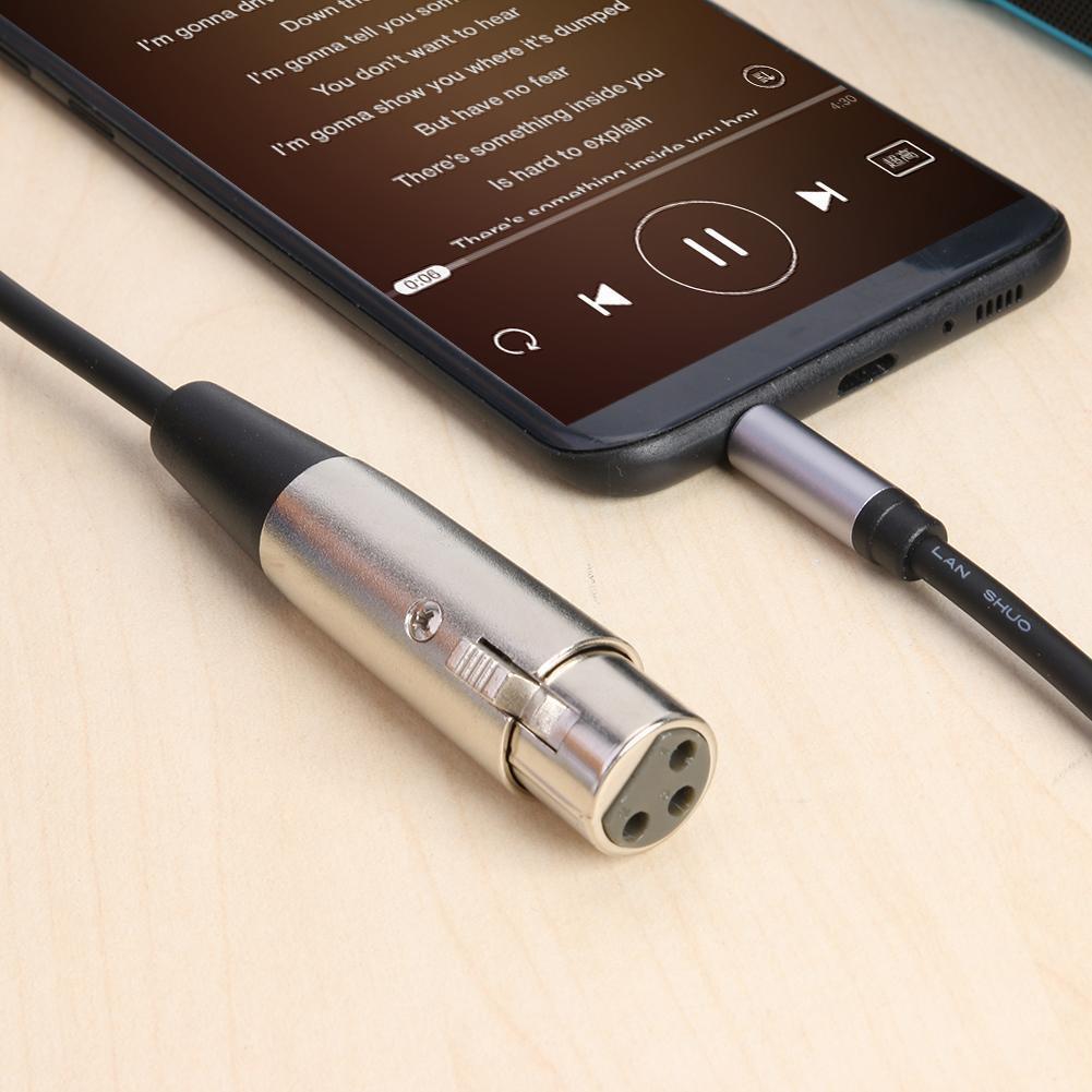 XLR 3 Pin Female to 1/8 inch 3.5mm Stereo Jack Mic Audio Cord Cable ...