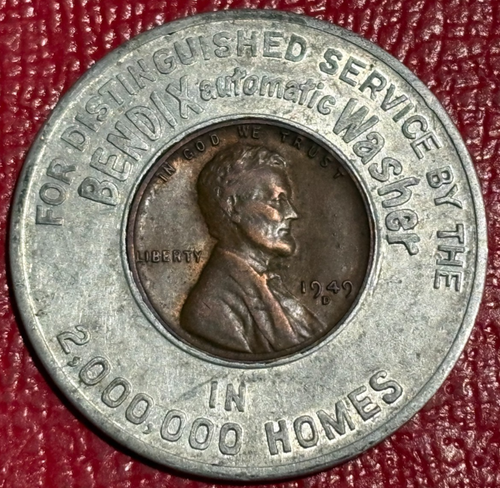 ENCASED COIN 1949 D LINCOLN CENT BENDIX AUTOMATIC WASHER 2,000,00 ...