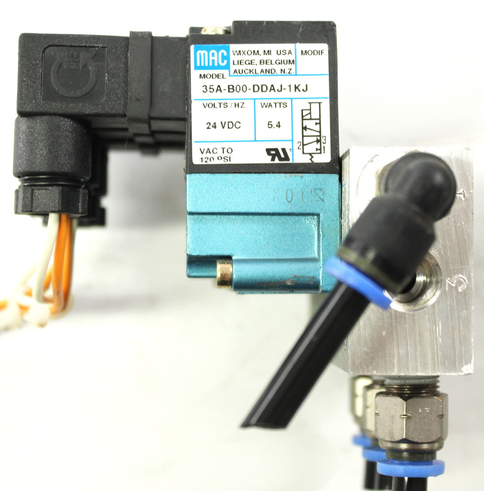 MAC 35A-B00-DDAJ-1KJ Solenoid Valve Single Operator 3-Way 24VDC 120PSI ...