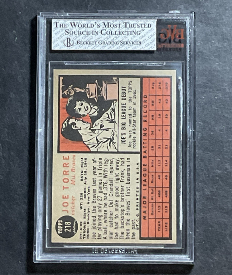 1962 Topps Joe Torre 218 BVG 8 Rookie Centered B4 | eBay