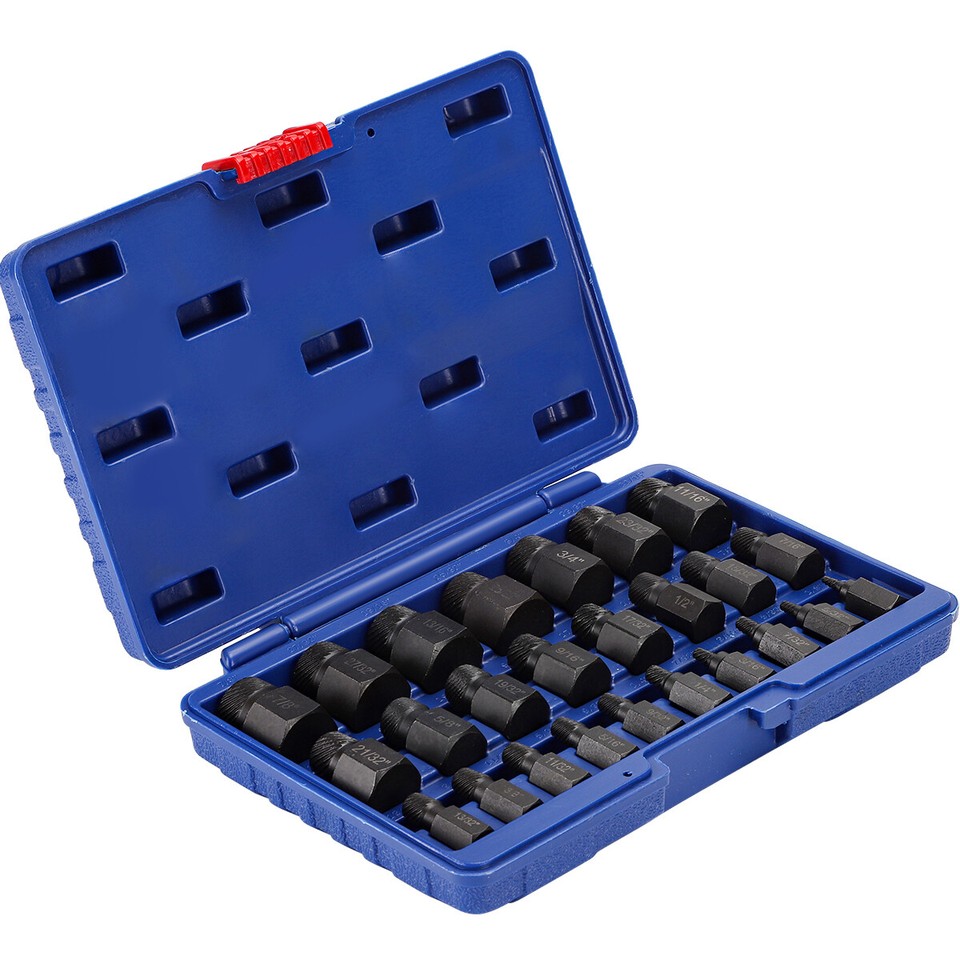 25-Piece Easy Out Screws Bolt Extractor Socket Set Hex Head Rounded ...