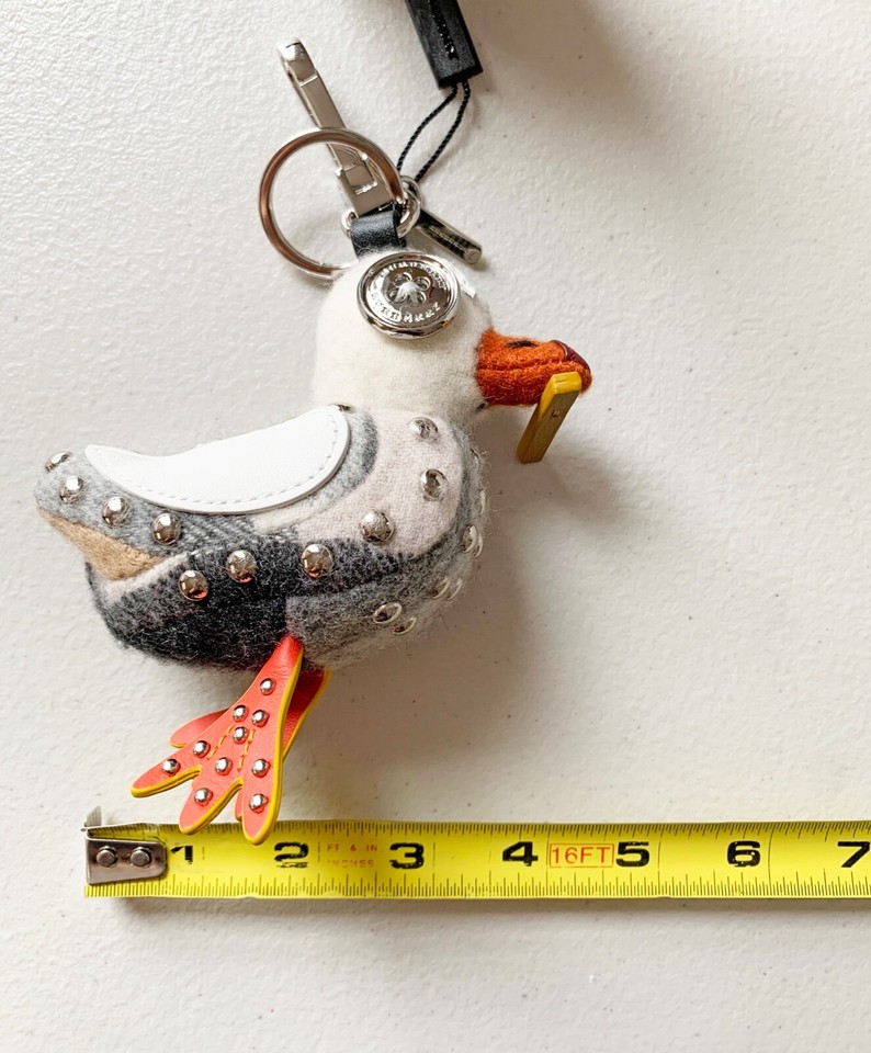 $390 Burberry Lawrence The Seagull Studded Bag Charm Stuffed Animal Key ...