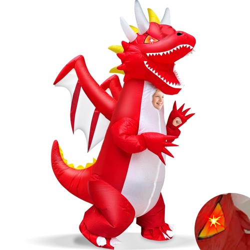 Halloween Red Dragon Inflatable Costume for Kids, Blow Up Full Body ...