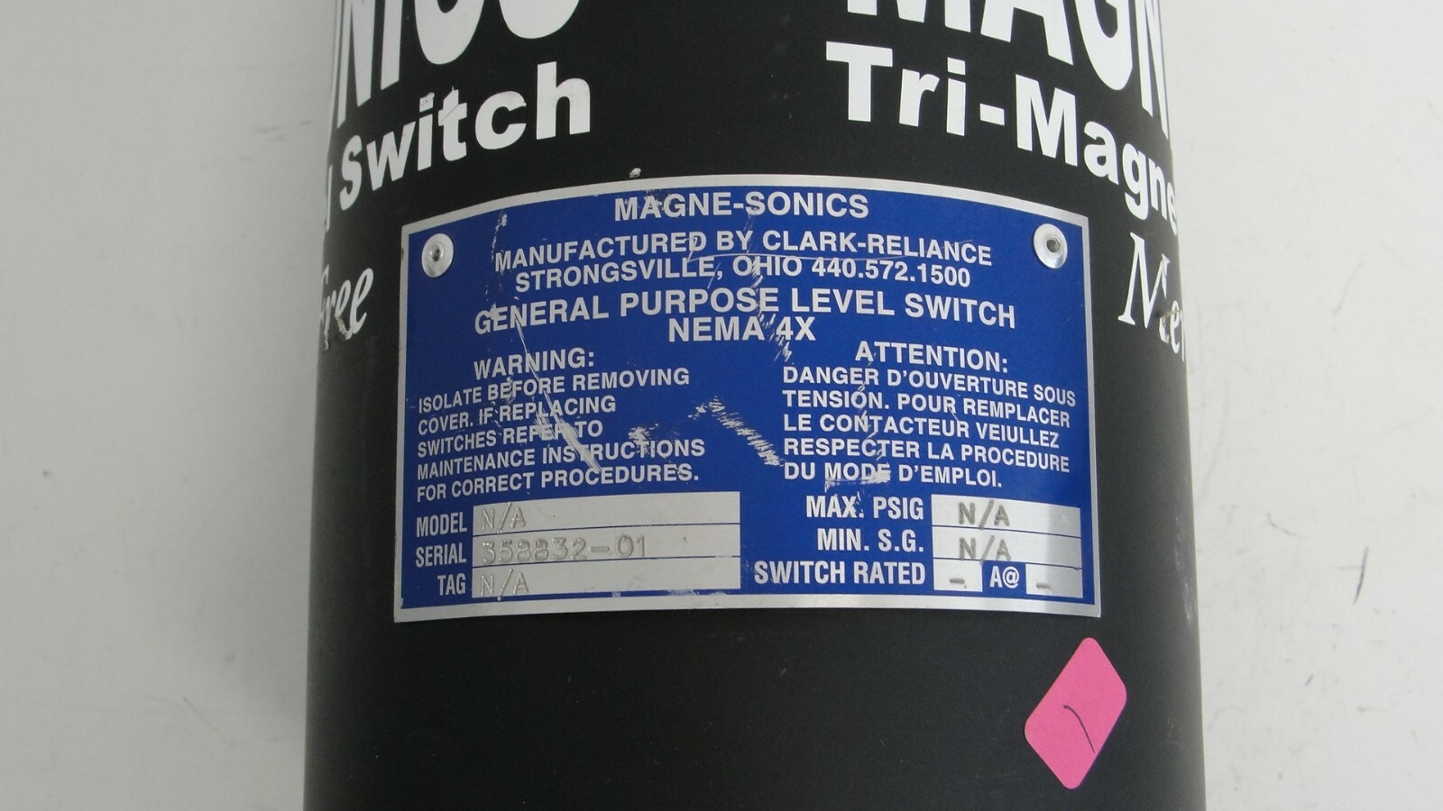 Clarke Reliance Magne-Sonics Tri-magnet level switch general purpose ...