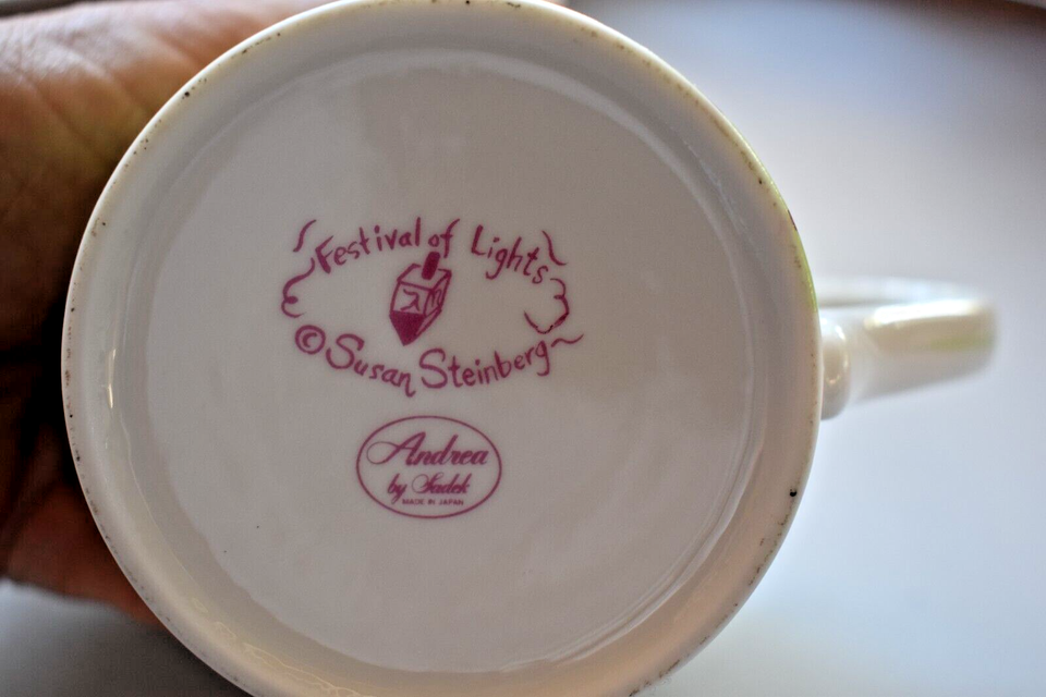 JEWISH HOLIDAY HANUKKAH Coffee Mug DREIDEL Andrea Sadek Artist -Susan ...