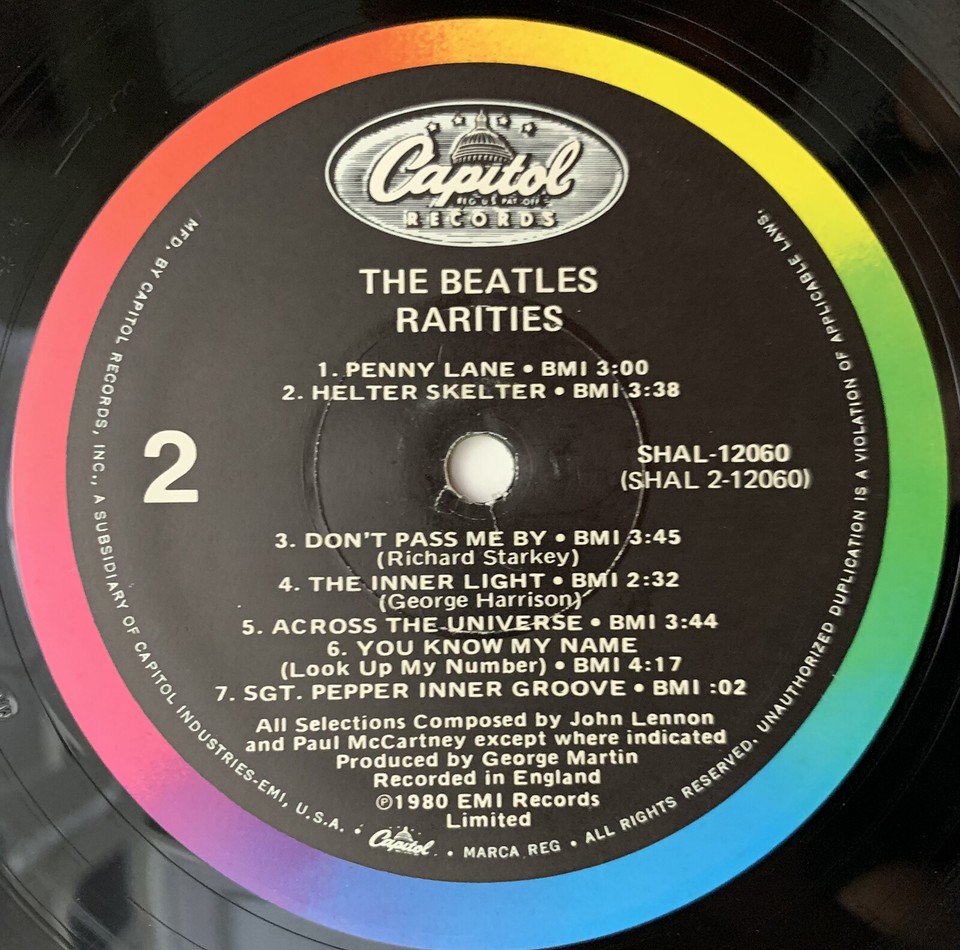 BEATLES - Rarities 1980 compilation Lp Capitol Records SN-16020 cover ...