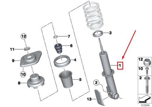 MINI CLUBMAN R55 REAR SHOCK ABSORBER SPRING STRUT 33526853963 NO DUTY ...