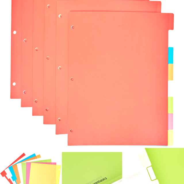 Amazon Basics 3 Ring Binder Dividers With 8 Tabs Pack of 6 Sets ...