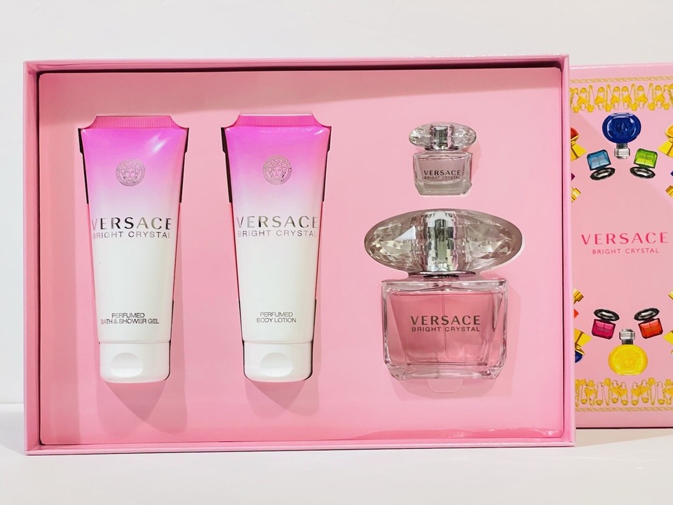 VERSACE BRIGHT CRYSTAL GIFT SET PERFUME EDT SPRAY 3.0 OZ + S/G + B/L ...