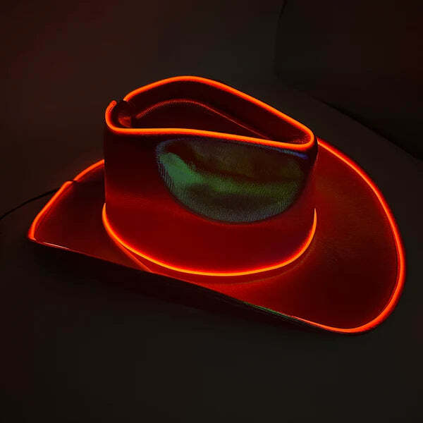 Cowboy Hat Light Up Red Flashing LED Brim Fun Light Up Hat Party Country Fun | eBay