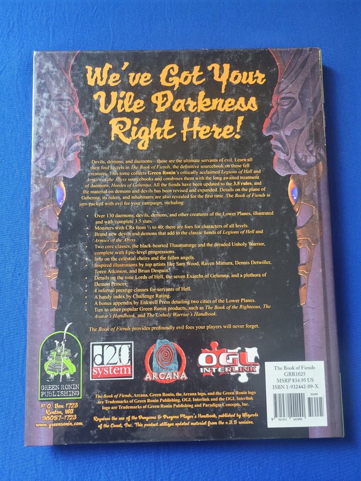 The Book of Fiends - Green Ronin | eBay