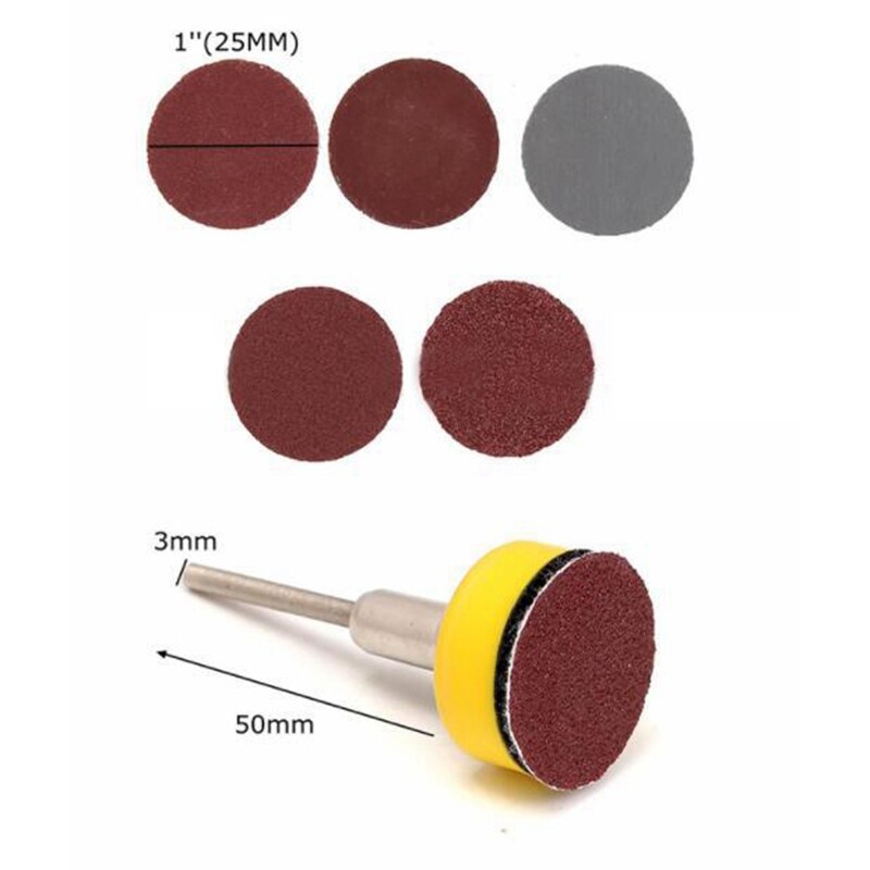 1 Inch 100 Pcs Sanding Discs Pad Kit Round Sand Hook Loop Sander Backer ...