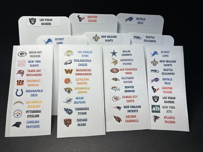 32 Customized NFL Logo Team Labels For BCW Sports Card Dividers LABELS ...