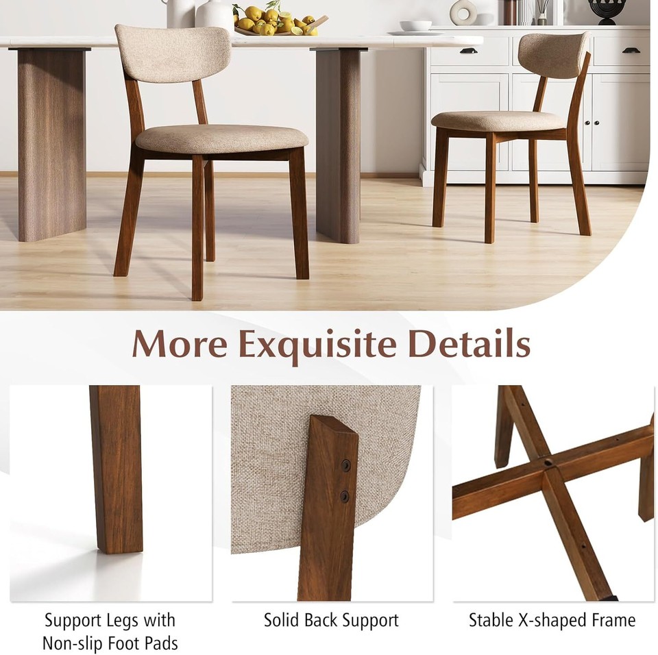 Giantex Wood Dining Chairs Set of 2, Wooden Dining Room Chair with ...