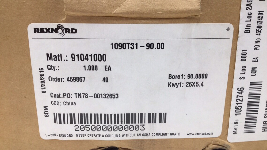 Rexnord 1090T31-90.00 Grid Coupling Hub 1090 Coupling Size 90mm Bore ID ...