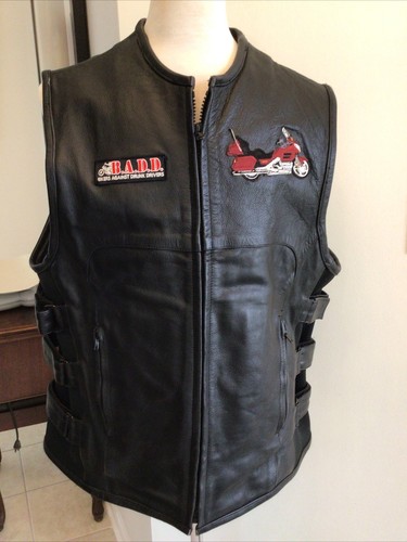 XELEMENT HEAVY LEATHER MOTORCYCLE VEST SIZE 2XL CONCE… - Gem