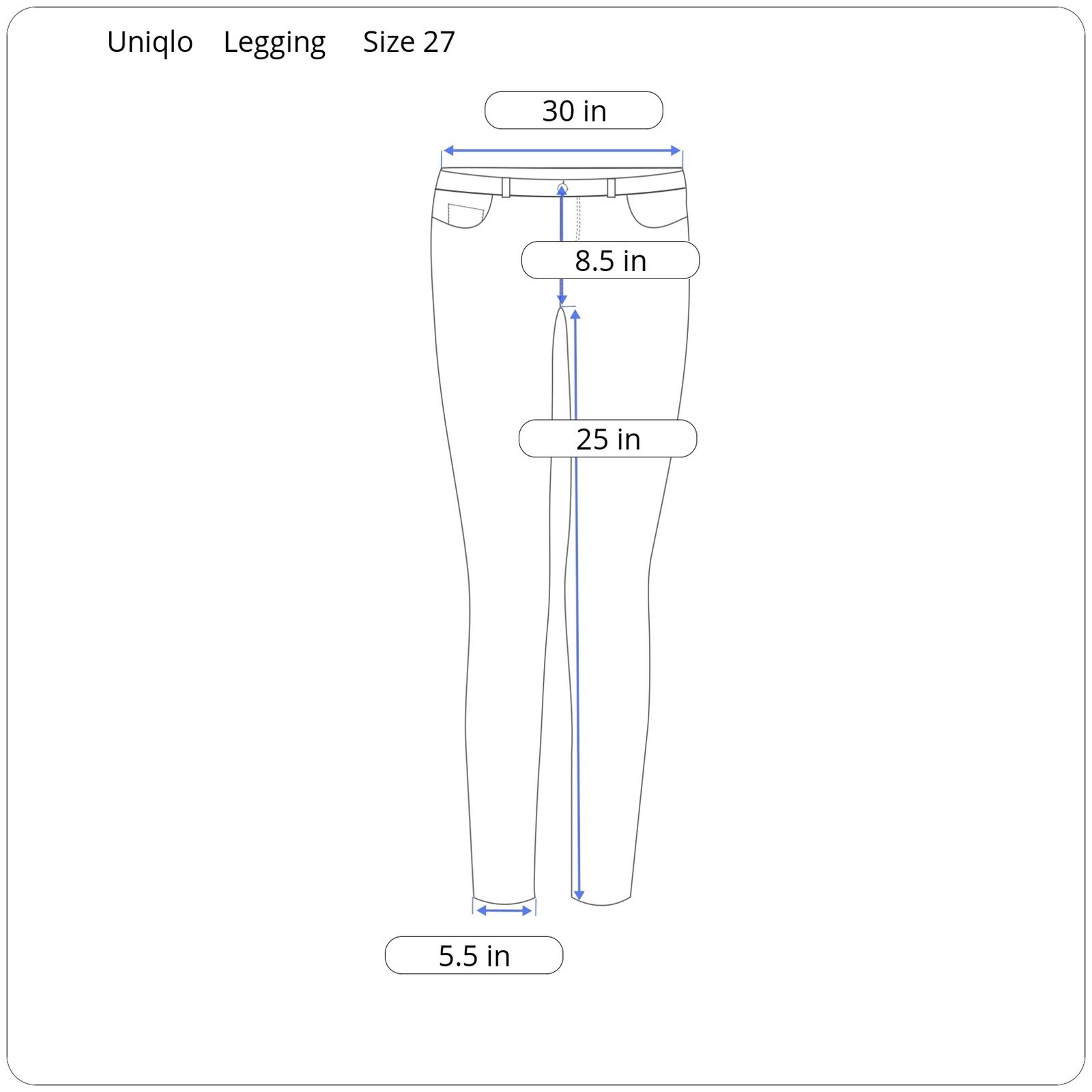 Uniqlo Women’s Size 27 Black Skinny Tapered Mid Rise Jeans Waist 30 ...